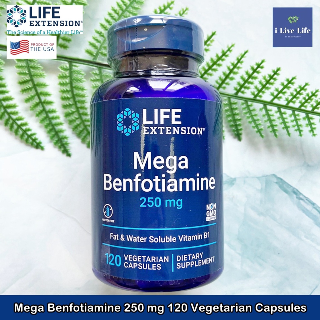 Life Extension - Mega Benfotiamine 250 mg 120 Vegetarian Capsules เมก้า เบนโฟไทอามีน วิตามิน B1 ...
