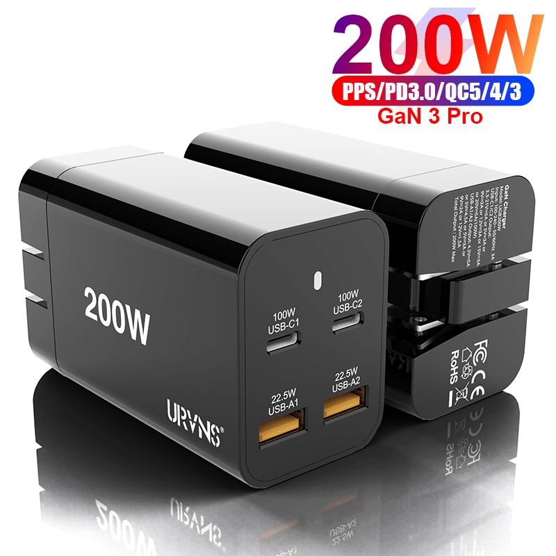 Ugoodbuy 200W USB C GaN Wall Charger PD 100W PPS 45W QC4 + แท่นชาร์จเร็วมาก | Shopee Thailand