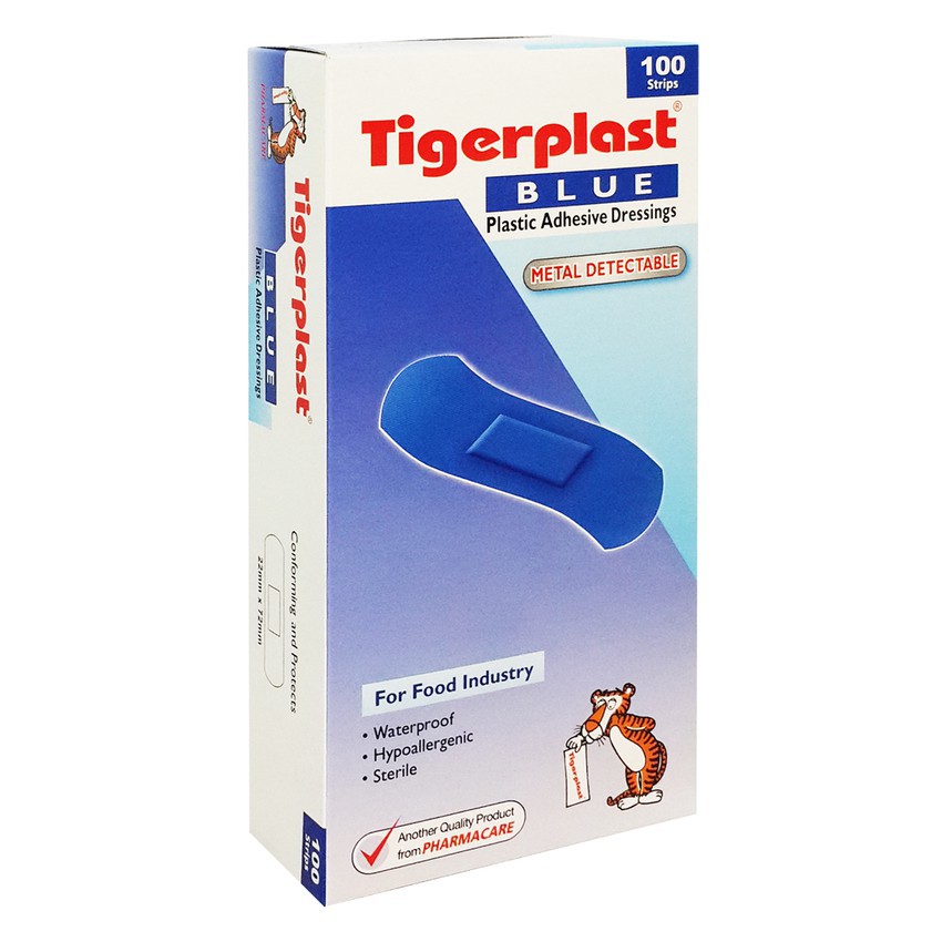 TIGERPLAST BLUE PLASTER กล่อง100 ชิ้น (1กล่อง) พลาสเตอร์แบบตรวจจับโลหะ ...