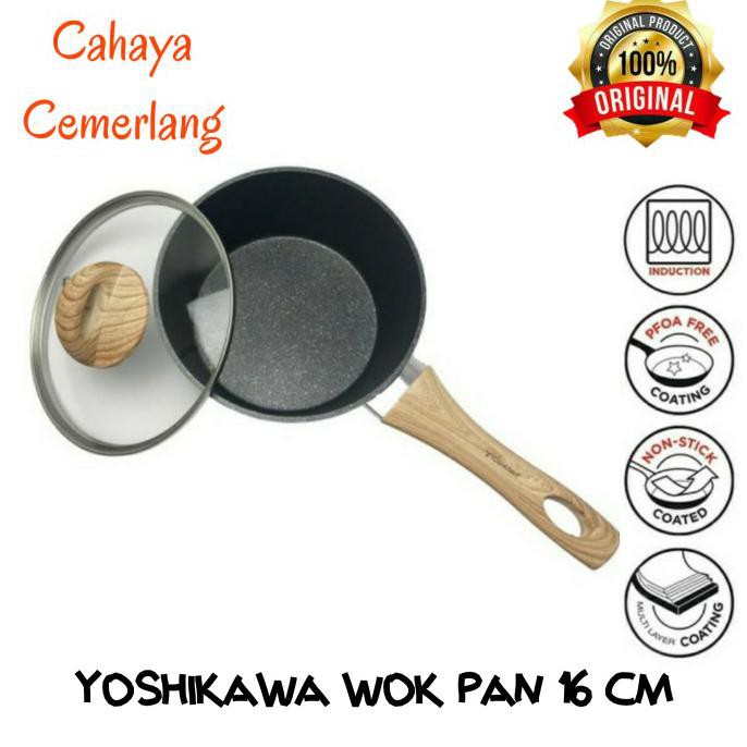 ข้อเสนอพิเศษ Yoshikawa Wok Pan 16 ซม. + ฝาหม้อไม่ติดกระทะ | Shopee Thailand