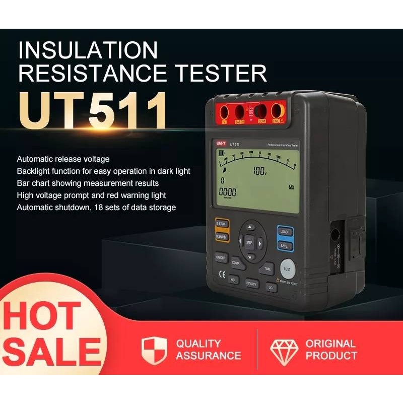 UNI-T UT511 เครื่องวัดความเป็นฉนวน เมกะโอห์ม เครื่องวัดความต้านทาน ของ ...
