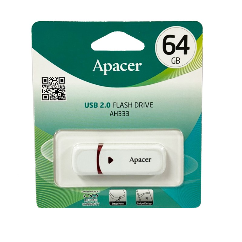 Apacer AH333 USB2.0 แฟลชไดร์ฟ 64GB สีขาว (Apacer AP64GAH333W-1) | Shopee Thailand