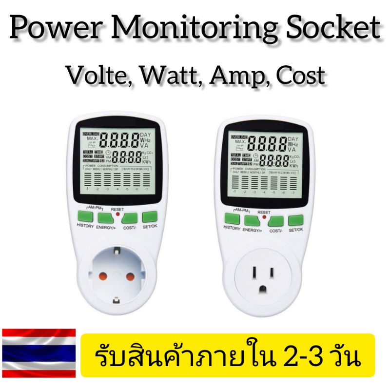 ปลั๊กแสดงพลังงานไฟฟ้า (Power Monitor Socket EU Standard Plug) | Shopee ...