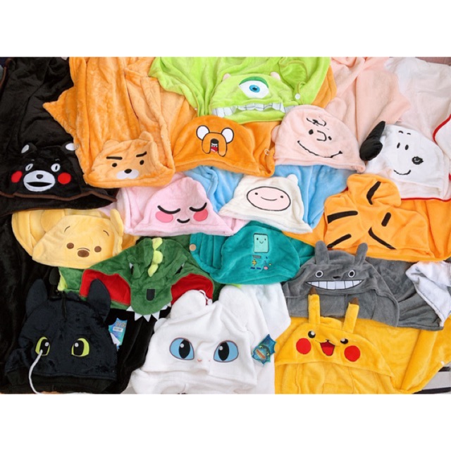 ผ้าคลุม Kakao Mike Sully Godzila Totoro หมีพูห์ ปิกาจู คุมะมง เขี้ยวกุด ...
