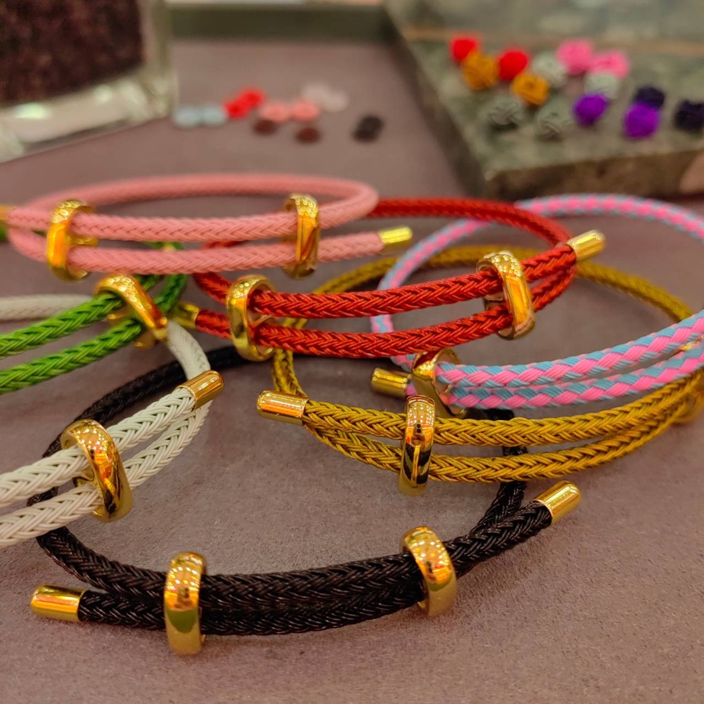 กำไลสลิง DIY ชุดอะไหล่กำไลข้อมือร้อยปี่เซียะ สาย 3 มิล ฟรีไซส์ ปรับขนาด ...