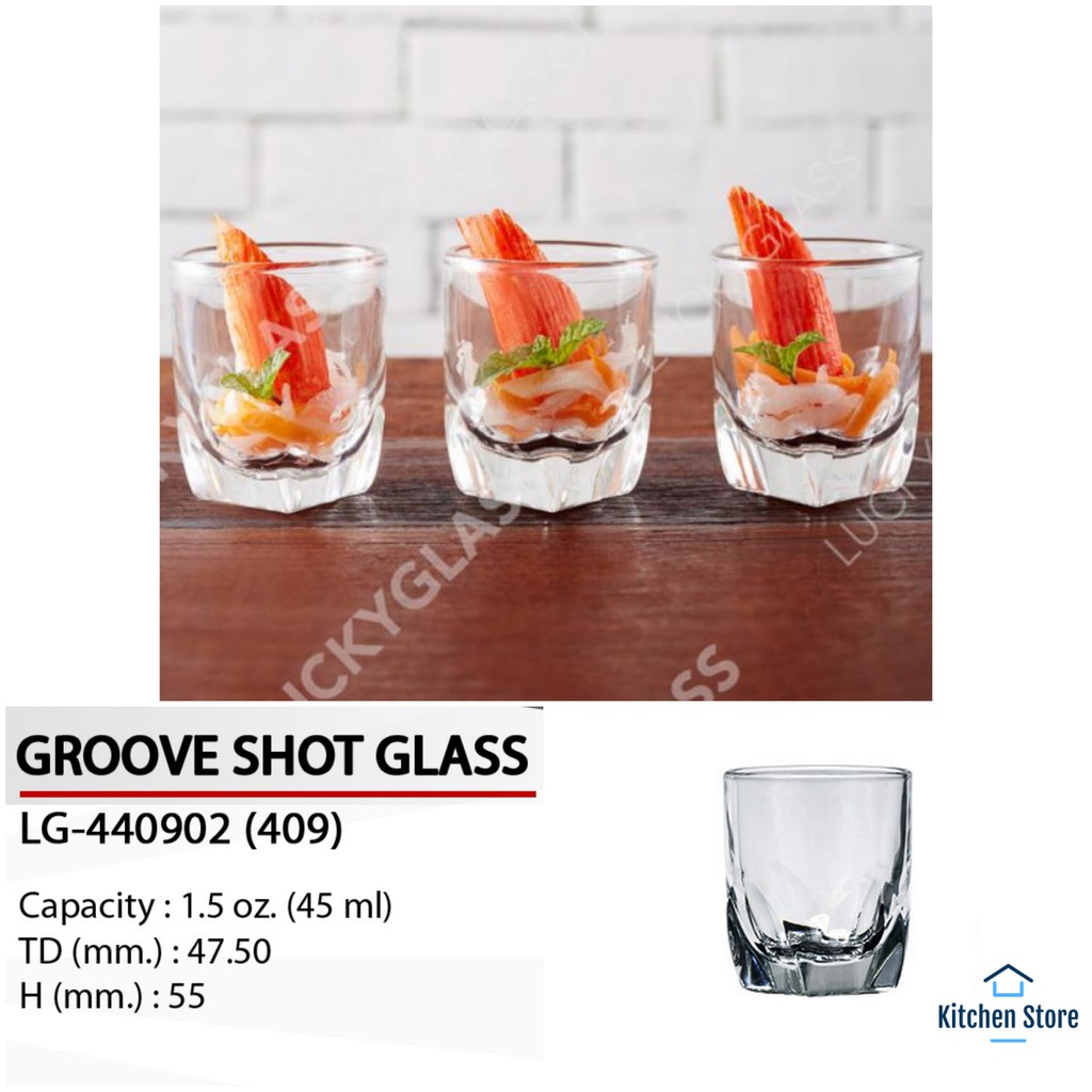 แก้วช๊อต ก้นเหลี่ยม LUCKY GLASS ขนาด 1.5 oz. 45 ml | Shopee Thailand