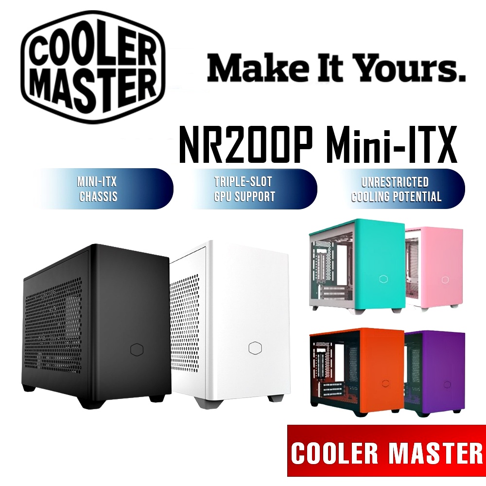 CASE (เคสมินิ) COOLER MASTER MasterBox NR200P Mini-ITX ,Tempered Glass ...