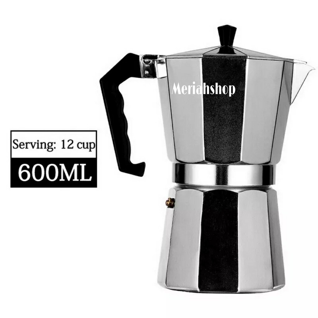 Mokapot 9 ถ้วย 450ml & 12 ถ้วย 600ml เครื่องชงกาแฟเอสเปรสโซอุปกรณ์ต้มอลูมิเนียม | Shopee Thailand