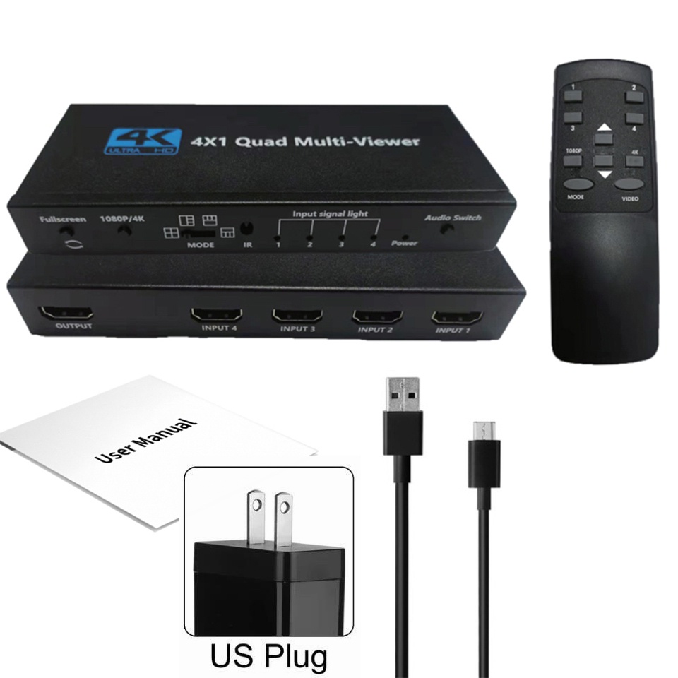 HDMI 4x1 Multi-viewer switcher 4K Seamless Quad Screen Real Time Multi ...