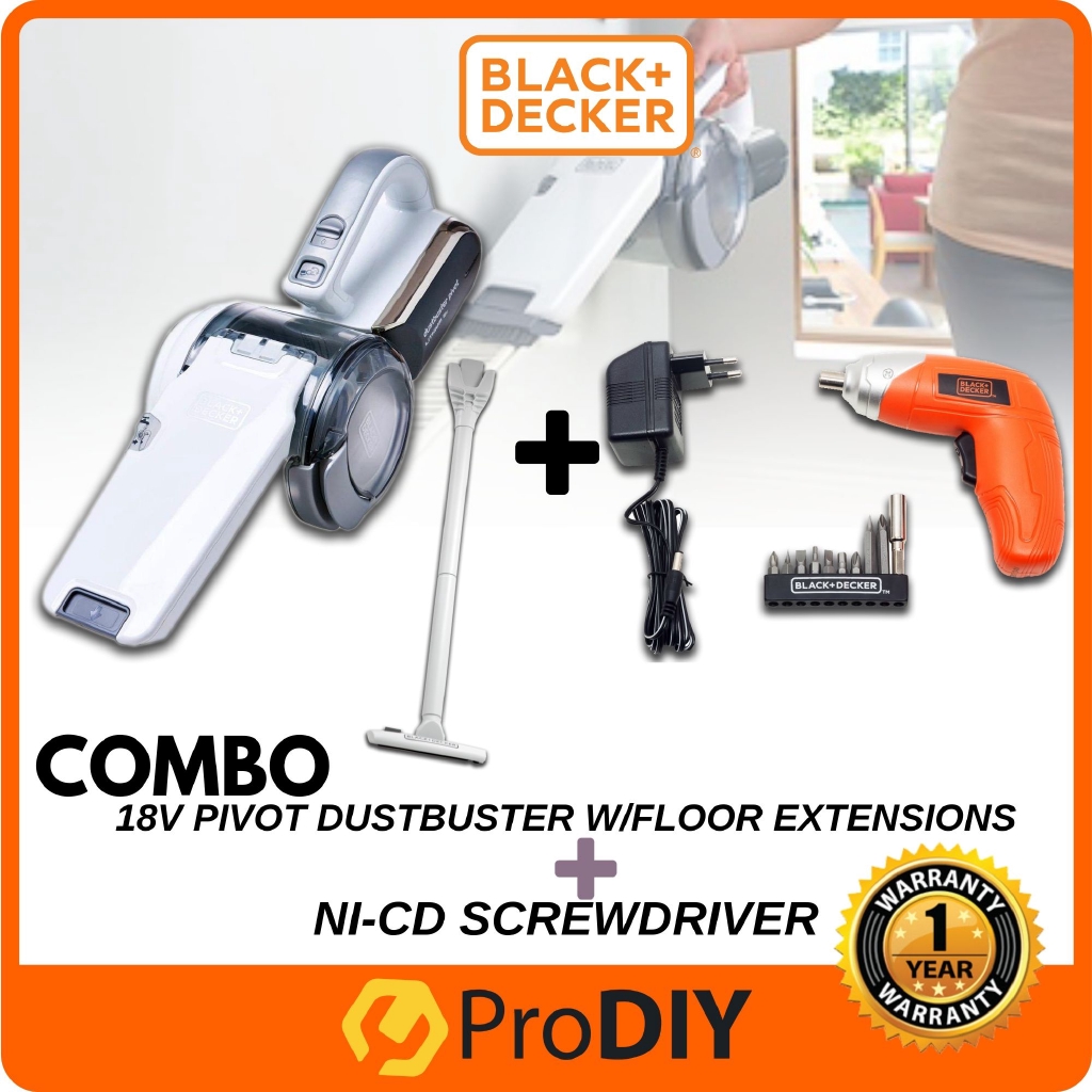 Combo Black & Decker pv1820l 18v pivot Dustbuster C/W floor extension pv1820lf kc3610 driver 3 ...