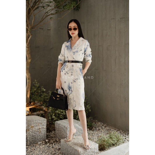 vshop #dress #เดรสทรงสูท #ชุดออกงาน #ชุดทำงาน #เดรสยาว #เดรสแขนยาว ...