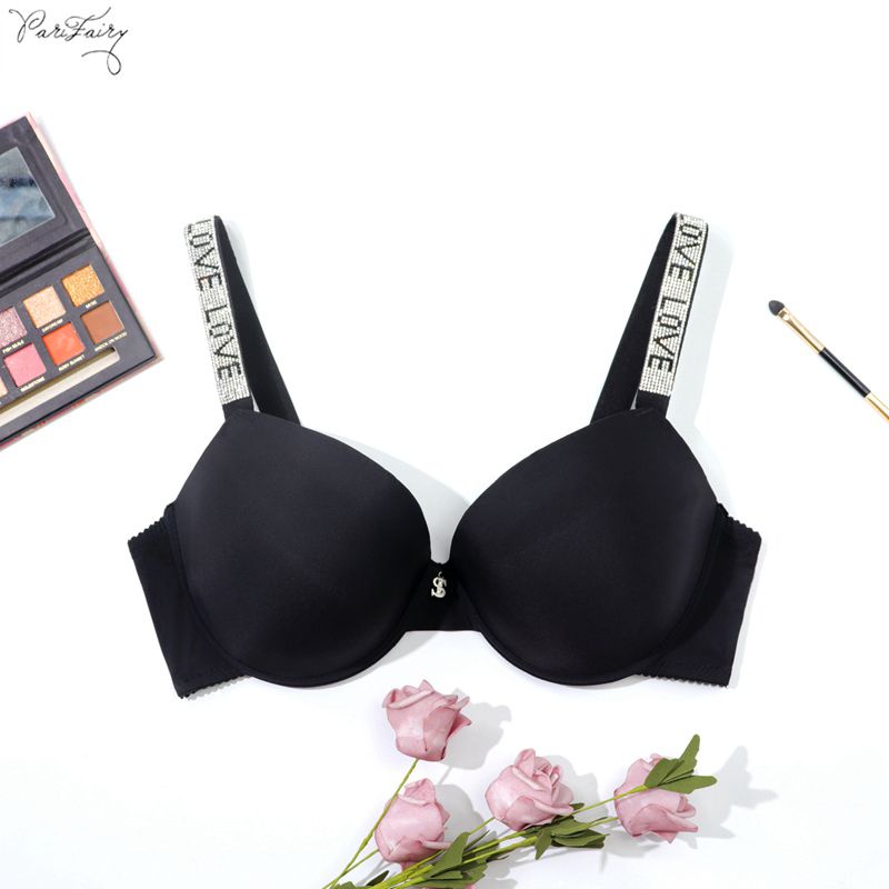 Parifairy Rhinestone Letter Straps Underwire Bra สําหรับผู้หญิง Plus ...