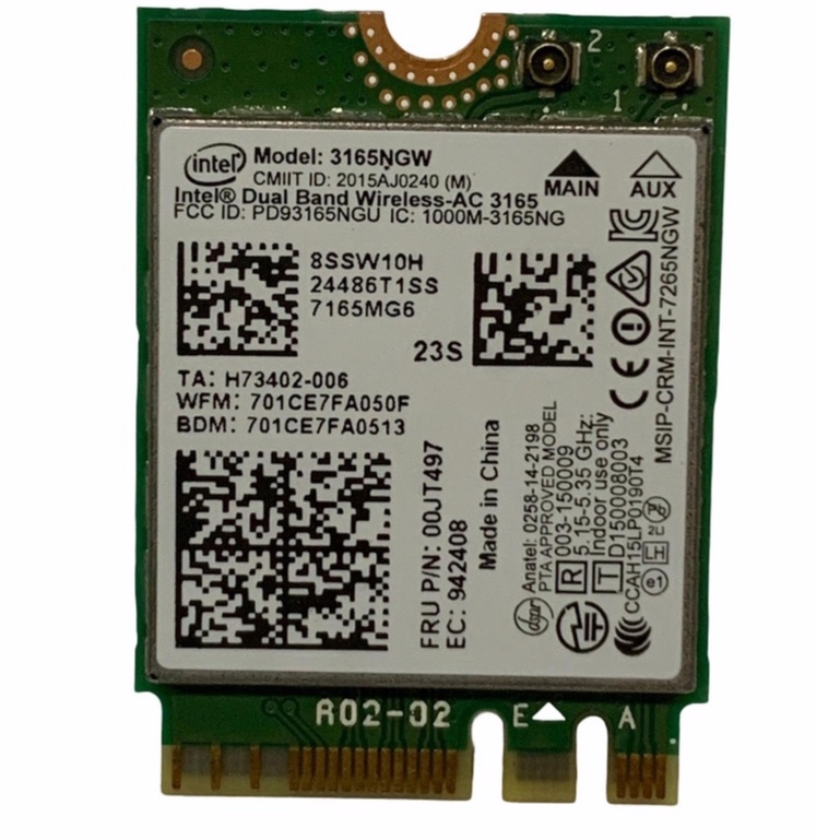 Wireless AC 3165 3165NGW 433 Mbps BT 4.0 802.11ac 00JT497 NGFFการ์ดWLAN ...