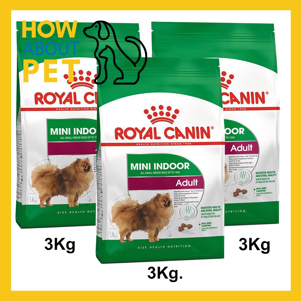 [3kg x3] อาหารสุนัขเล็ก Royal Canin Adult Mini Indoor รอยัลคานิน อาหารเม็ดสุนัข สูตรสุนัขโต ...