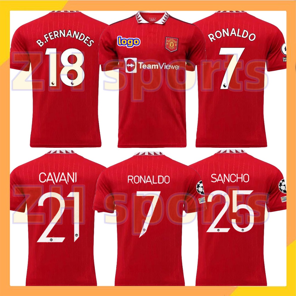 เสื้อกีฬาแขนสั้น ลายทีมชาติฟุตบอล Manchester United 2022 2023 ไซซ์ S-2XL 22 23 | Shopee Thailand