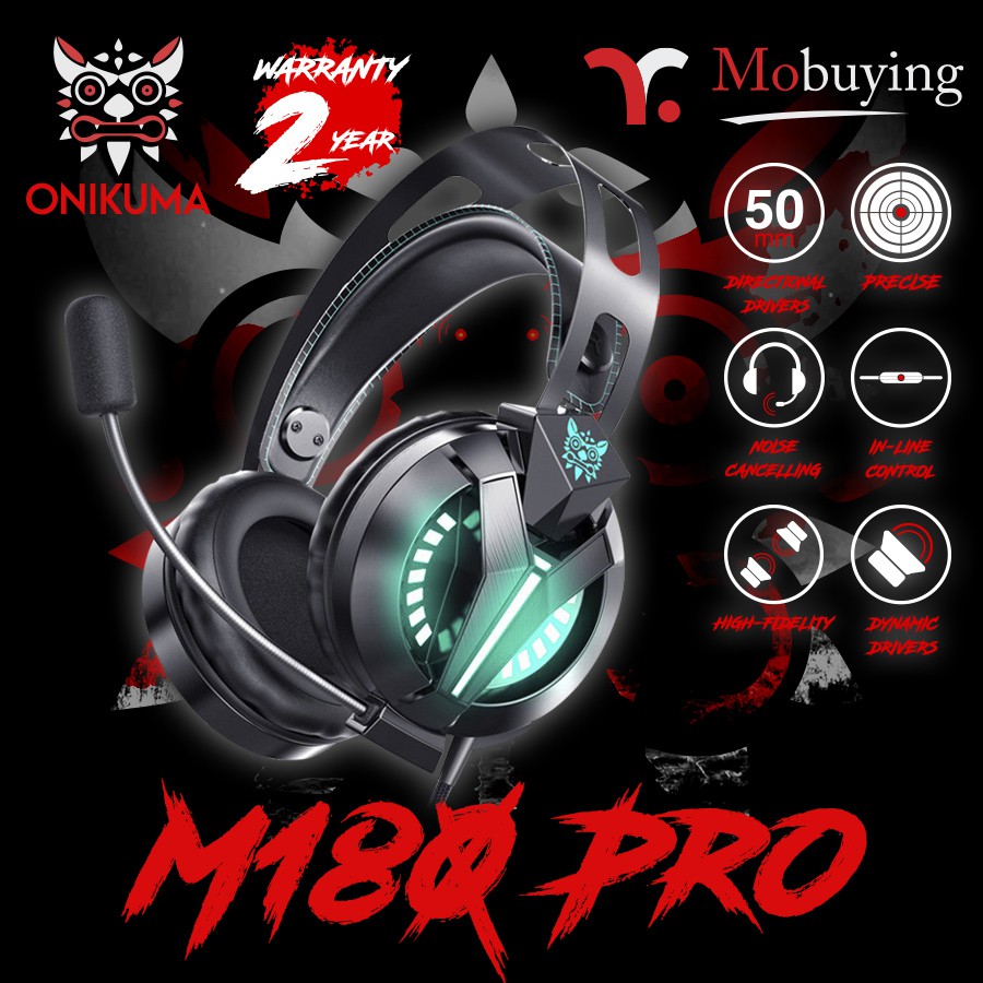 หูฟังเกมมิ่ง ONIKUMA M180 PRO Gaming Headset หูฟัง ระบบเสียงจำลอง 7.1 ...