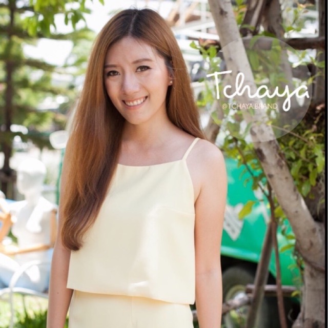 Marshmallow Top เสื้อสายเดี่ยว สีเหลือง Tchaya Brand | Shopee Thailand