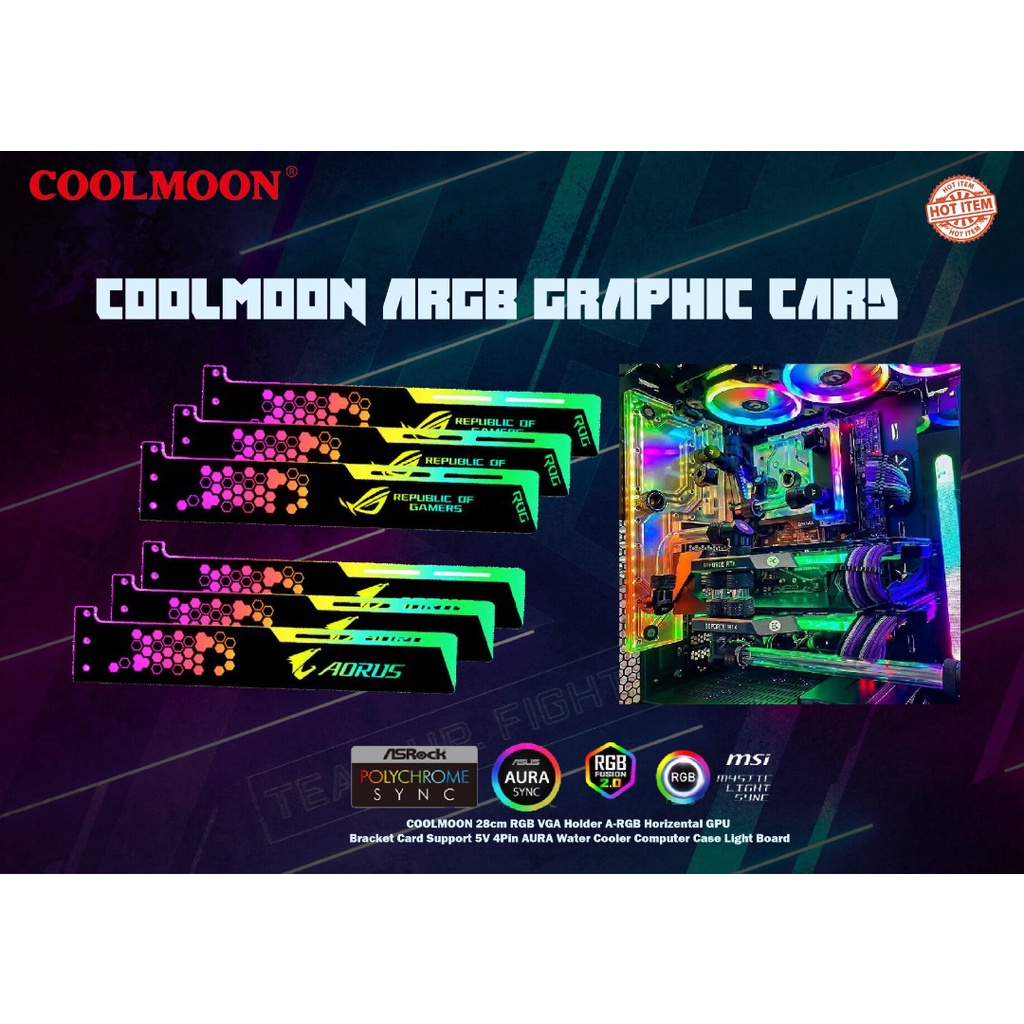 [ ใหม ่ ] Asus ROG Aorus Design Cool Moon RGB Synconize ยาว 28 ซม.ขาตั ...