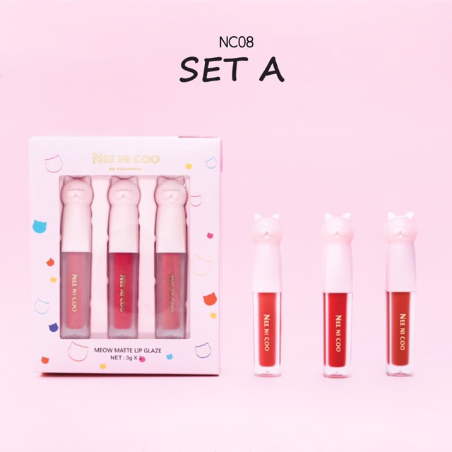 SL เซ็ตลิป nee cara meow matte lip glaze | Shopee Thailand