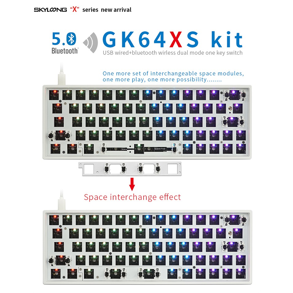 คีย์บอร์ด GK64 GK64x GK64xs เคสสีขาว สีดำ 60% GK Hotswap Bluetooth Hot swappable Custom ...
