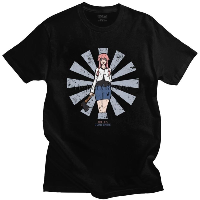 Yuno Gasai Retro Japanese Future Diary เสื้อยืดผู้ชายผ้าฝ้ายสไตล์แขน ...