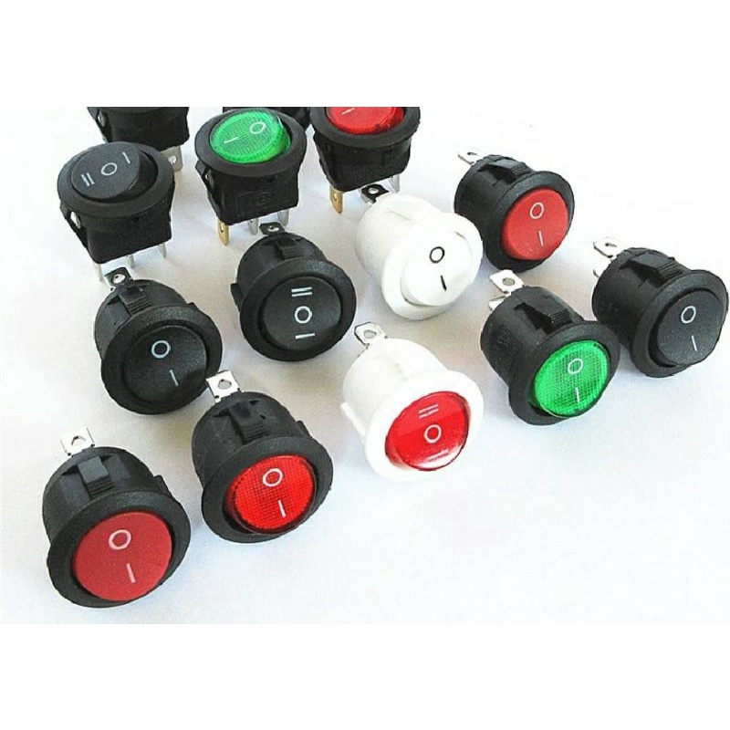 KCD1 Rocker Switches 20มม.รอบ Mini 2/3/4 Pin ON-OFF/ON-OFF-ON/ไม่มี ...