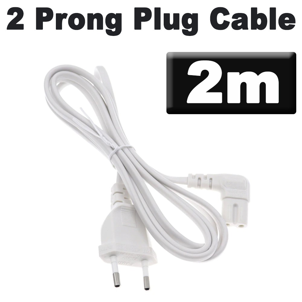 สายไฟ AC 2 Prong สีขาว ยาว 2M 2 Prong Plug to IEC320 C7 Figure 8 Angle ...