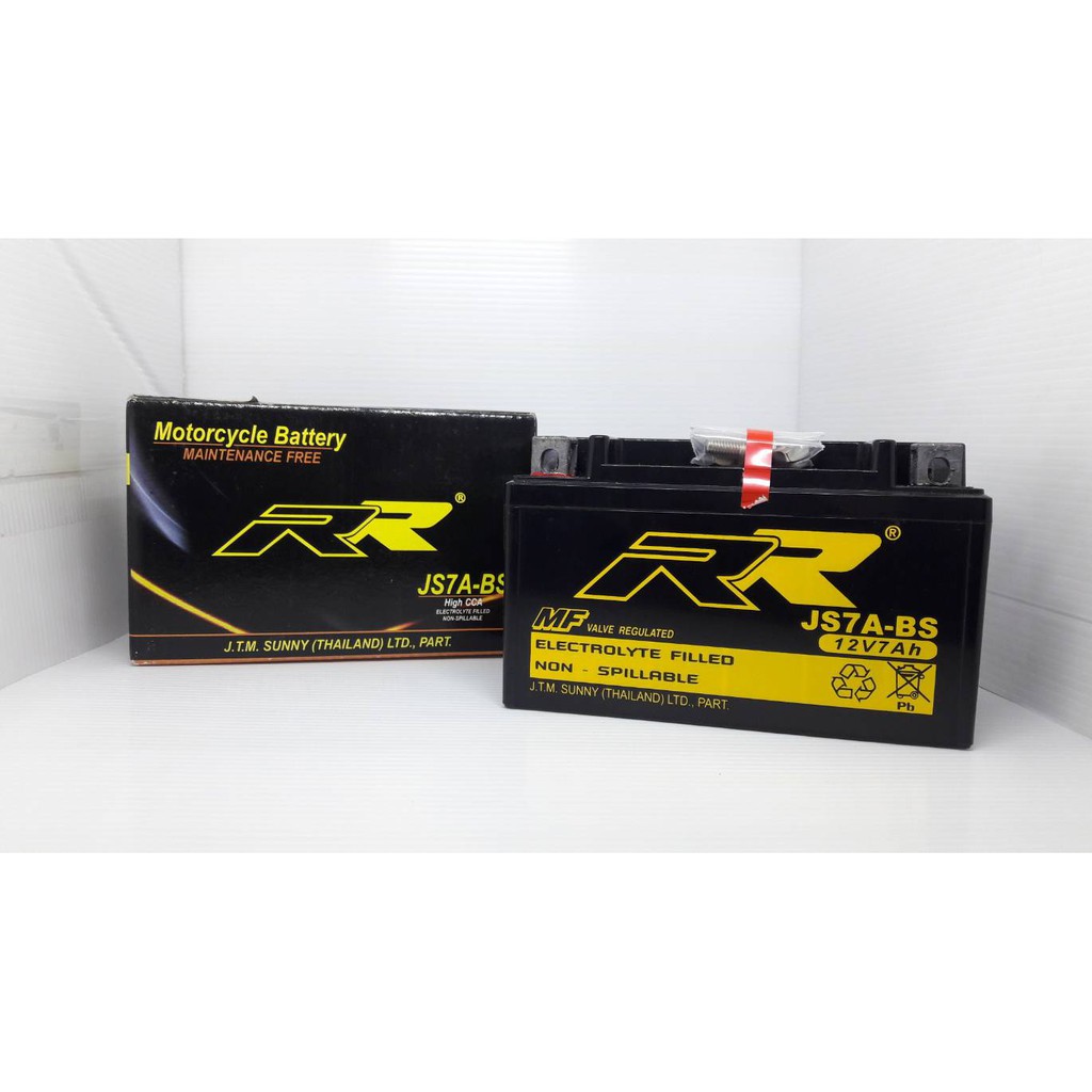 แบตเตอรี่มอเตอร์ไซด์ RR รุ่น JS7A-BS (12 V. 7 Amh.) | Shopee Thailand