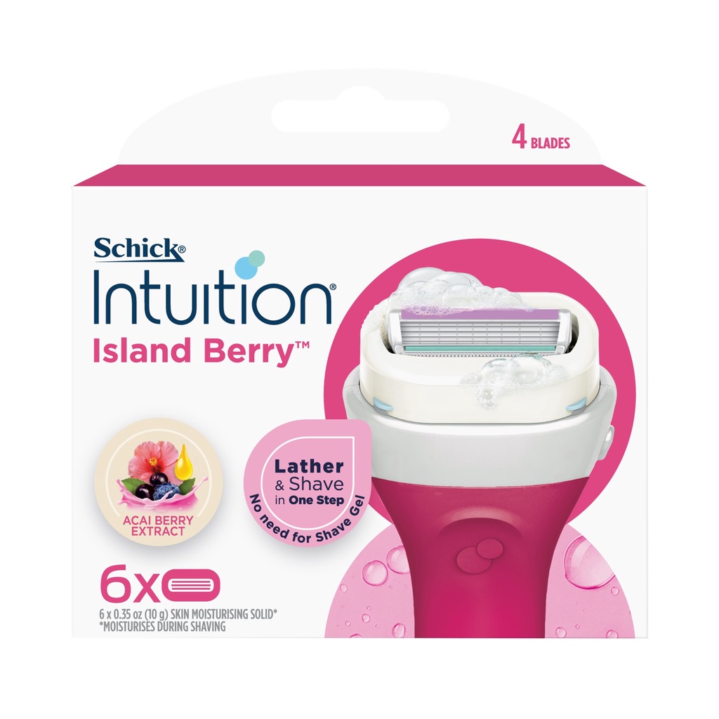 Schick Intuition Island Berry Women's Razor Blade Refills 6Ct ชุดรีฟิล ...