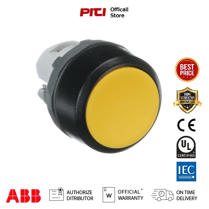 ABB MP1-10Y 1NO 22mm Pushbuttons Switch สวิตซ์ปุ่มกด หัวเรียบกดแล้วเด้งกลับ Modular Pilot ...
