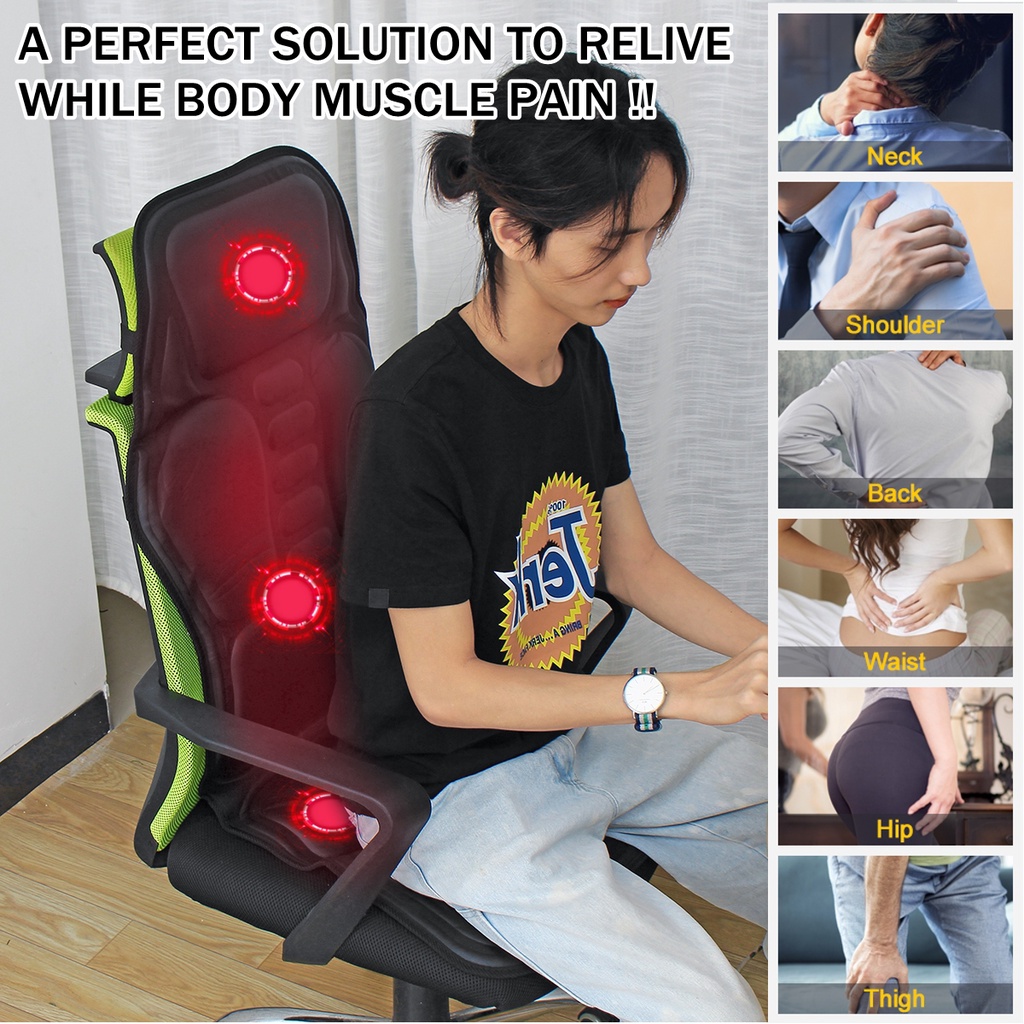 Ac 110-240V 8 โหมดนวด Full Body Pad ความร้อนนวดที่นั่งเบาะไฟฟ้า Shiatsu ...