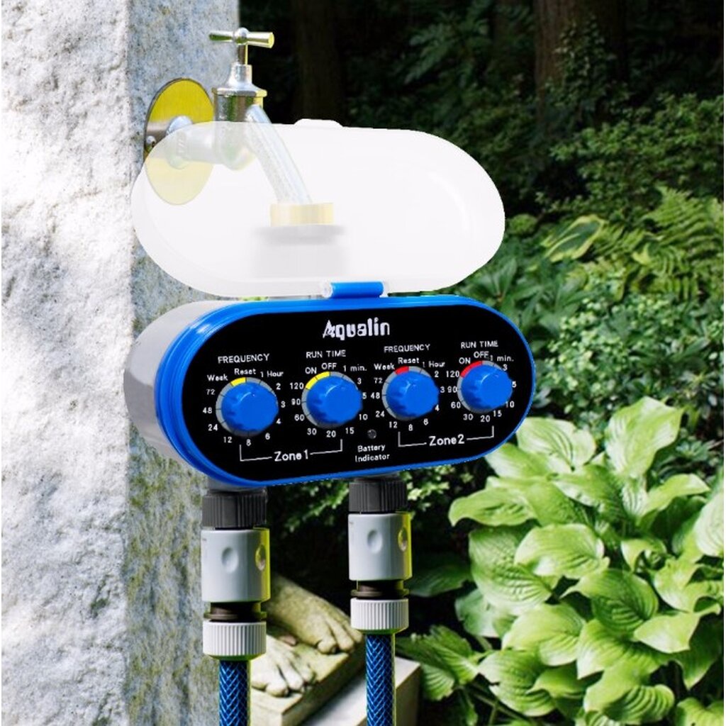 ก๊อกน้ำตั้งเวลารดน้ำต้นไม้อัตโนมัติกันน้ำ ยี่ห้อ Aqualin รุ่น 2 โซน แบบ ...
