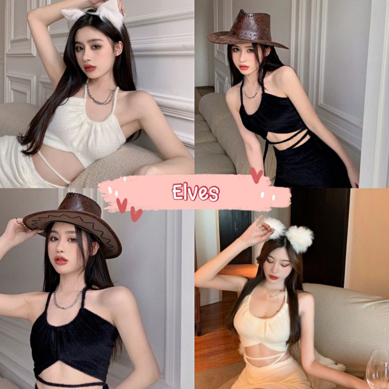 Elves พร้อมส่ง เสื้อไหมพรมคล้องคอ ขนนุ่มฟรุ้งฟริ้งสวยมาก ~ 39070 ~ | Shopee Thailand