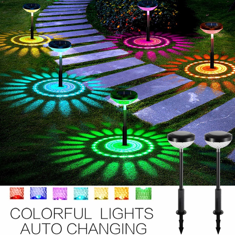 Solar LED Light Outdoor RGB Color Changing Lamp Pathway Lawn Lamp ...