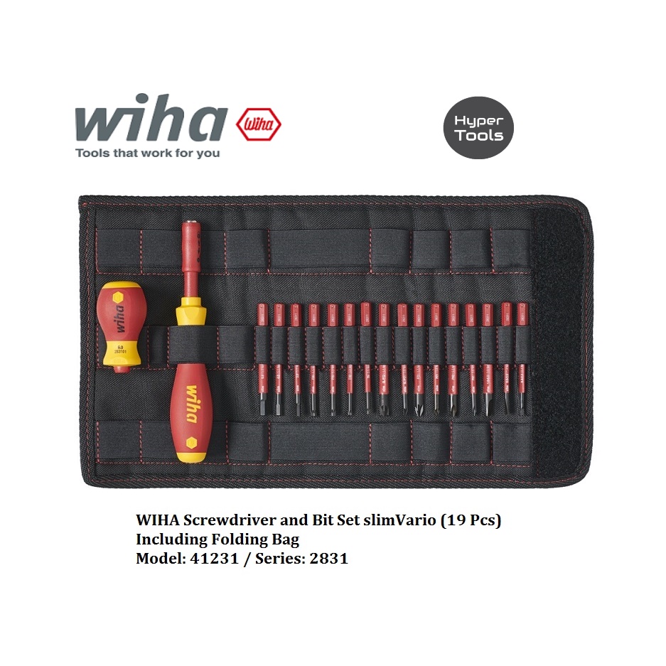 Wiha (เยอรมนี) ชุดไขควงและดอกไขควง slimVario (19 ชิ้น) รวมกระเป๋าพับได้ ...