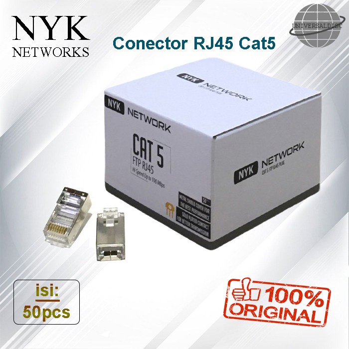 NYK Connector Rj45 Cat5 FTP เนื้อหาเหล็ก 50 ชิ้น - Rj 45 Cat 5 เหล็ก ...