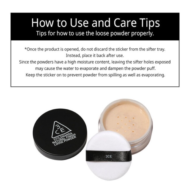 [พร้อมส่ง] 3CE NATURAL FINISH LOOSE POWDER #02 | Shopee Thailand