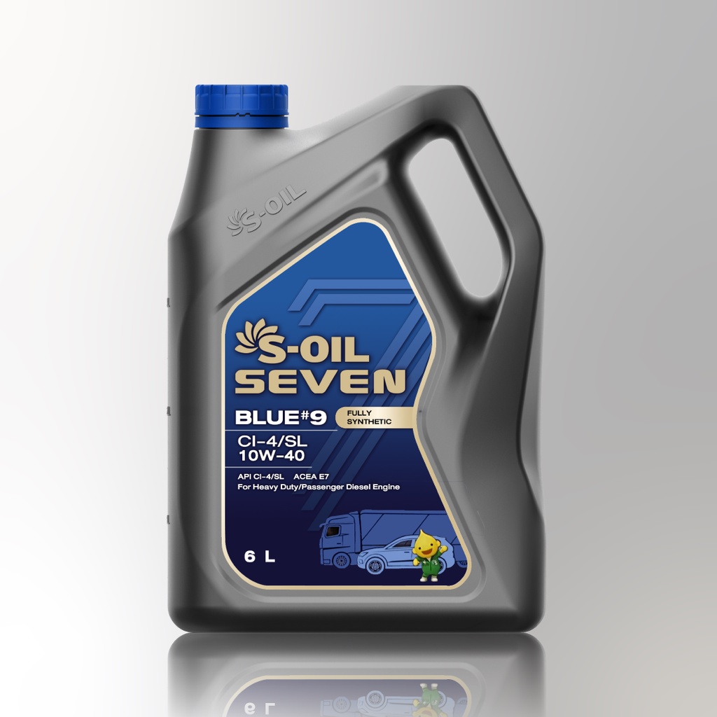 น้ำมันเครื่องดีเซลงานหนัก S-OIL 7 BLUE #9 CI-4/SL 10W40 สังเคราะห์แท้ 100% ฟรีเสื้อ+น้ำมันเบรก ...