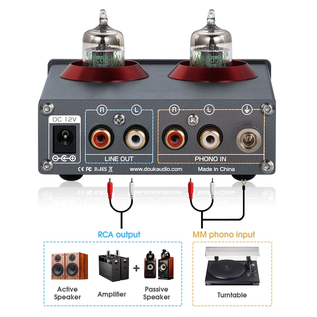 Douk Audio T4 PRO Mini 5654 หลอดสูญญากาศ พรีแอมป์ โฮมสเตอริโอ เครื่อง ...