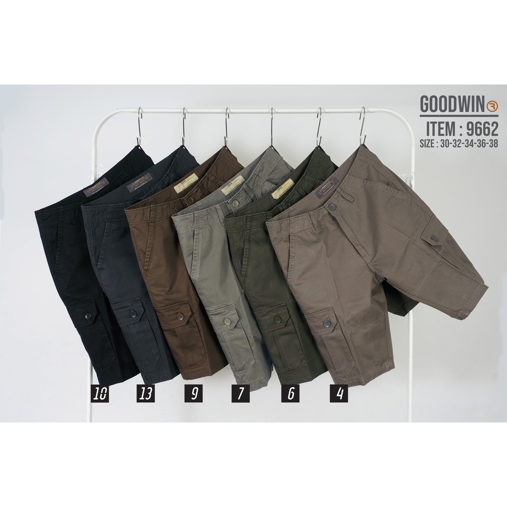 ⚡GW⚡9662 กางเกงขาสั้น ผู้ชาย คาโก้ ผ้าคอตต้อน สีพื้น ยาว 22-23 นิ้ว ...