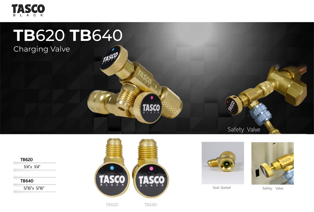 TASCO BLACK TB620 เซฟตี้ เซฟตี้วาล์ว เซฟตี้วาล์วแอร์ ขนาด 1/4” x 1/4” สำหรับน้ำยา R12 , R22 ...
