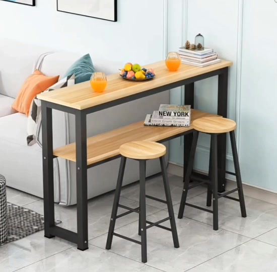 DUDEE โต๊ะบาร์ รุ่น DD-111 โต๊ะบาร์ไม้ทรงสูงมีชั้่นวางของ ขาเหล็กแข็งเเรงทรงสูง (เฉพาะโต๊ะ ...