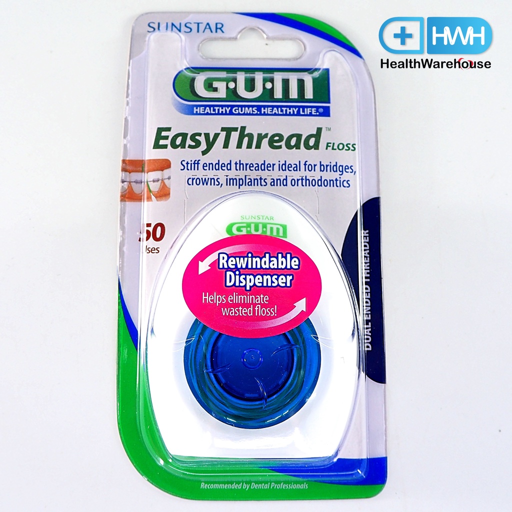 Sunstar GUM EasyThread Floss 3200 ไหมขัดฟันชนิดมีหัวเข็ม (จำนวน 50 เส้น ...