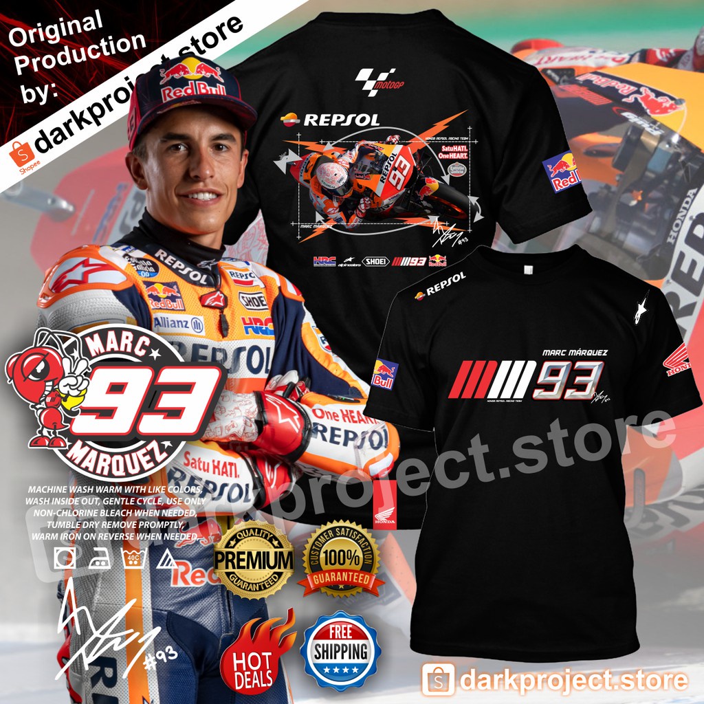 เสื้อยืด พิมพ์ลาย Marc Marquez MM93 Repsol Honda Racing Team Motorsport ...