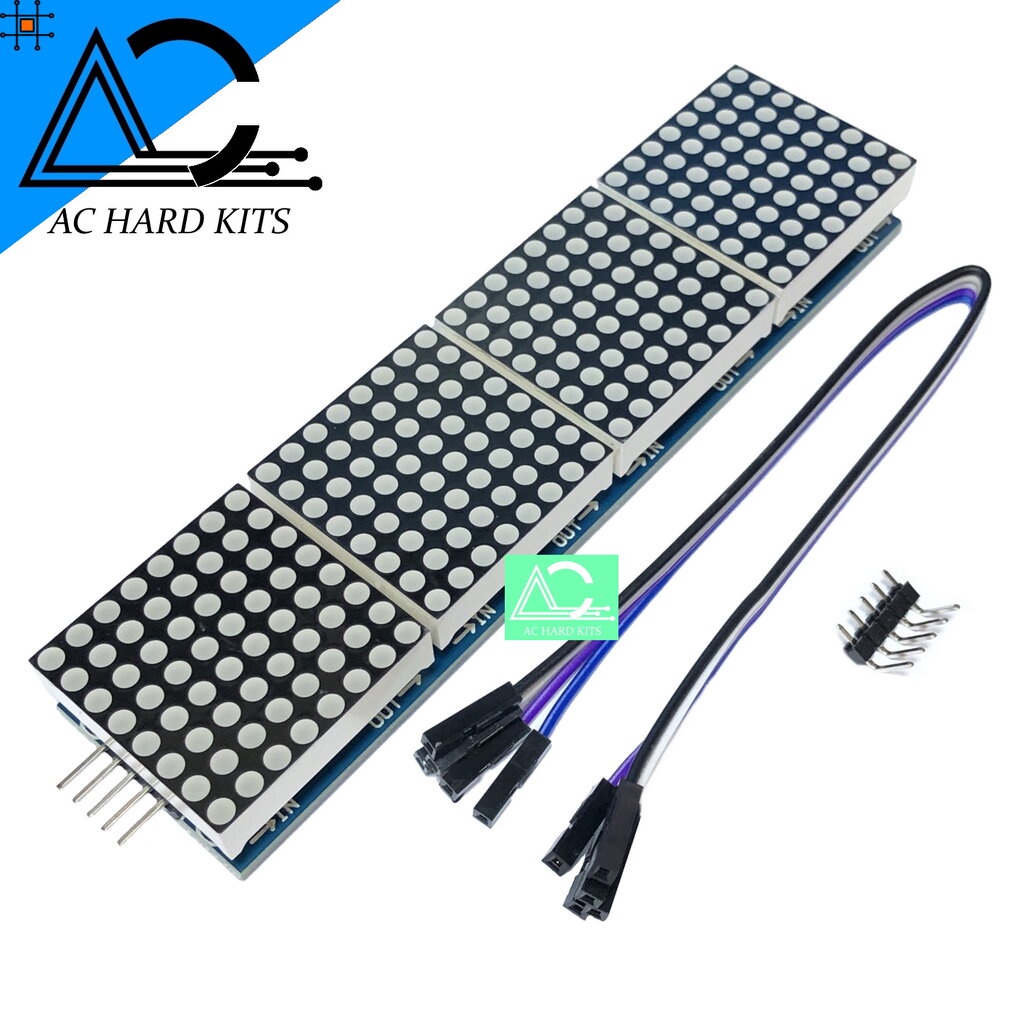 MAX7219 Dot Matrix Module Microcontroller 4 ชุด พร้อมสายไฟ | Shopee ...