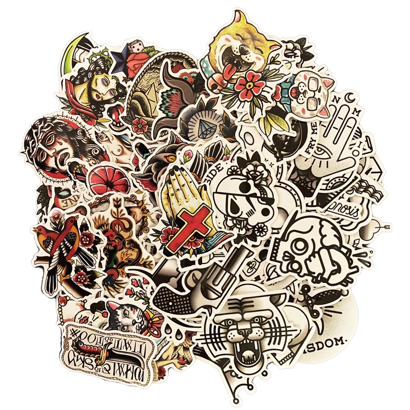 ♕ สติ๊กเกอร์โทรศัพท์80รอยสักtattoo old schoolต้นฉบับPDAสติกเกอร์ สไตล์ ...