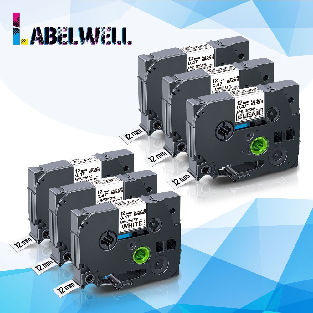 6pcs Laminated tape 231 131 printer ribbon 12mm*8m Black on White/Clear ...