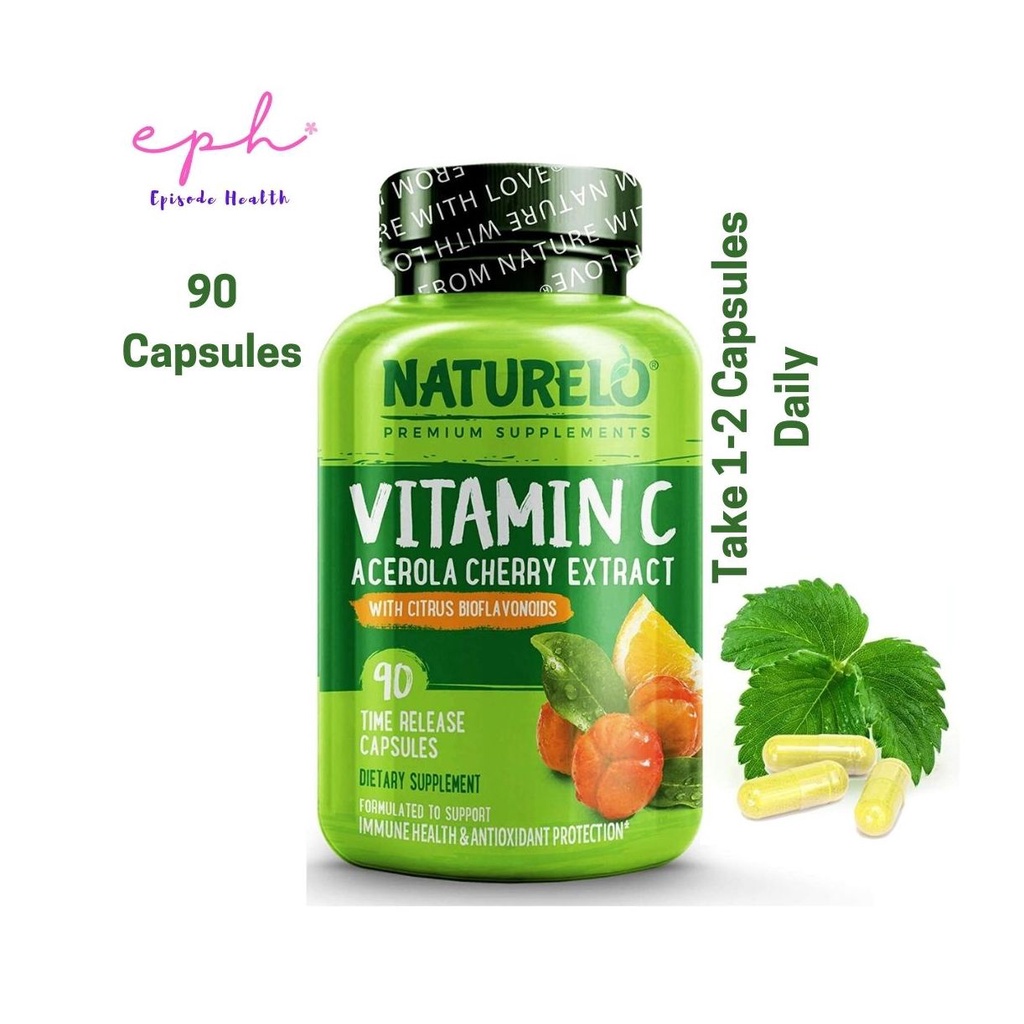 NATURELO Vitamin C Acerola Cherry Extract with Citrus Bioflavonoids 90 ...