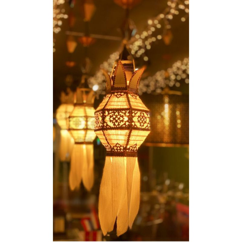 โคมล้านนาผ้าฝ้ายขนาด5นิ้ว😊เป็นโคมผับได้ | Shopee Thailand