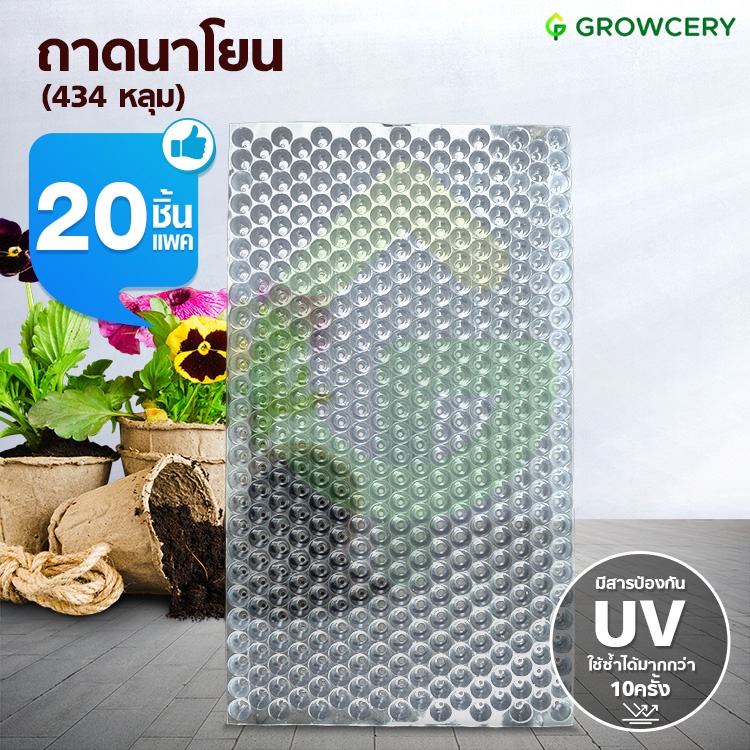 [G] ถาดเพาะกล้า ถาดนาโยน จำนวน 434 หลุม แพ็คละ 20 ใบ (หนา 0.7 มม.) โดย GROWCERY | Shopee Thailand